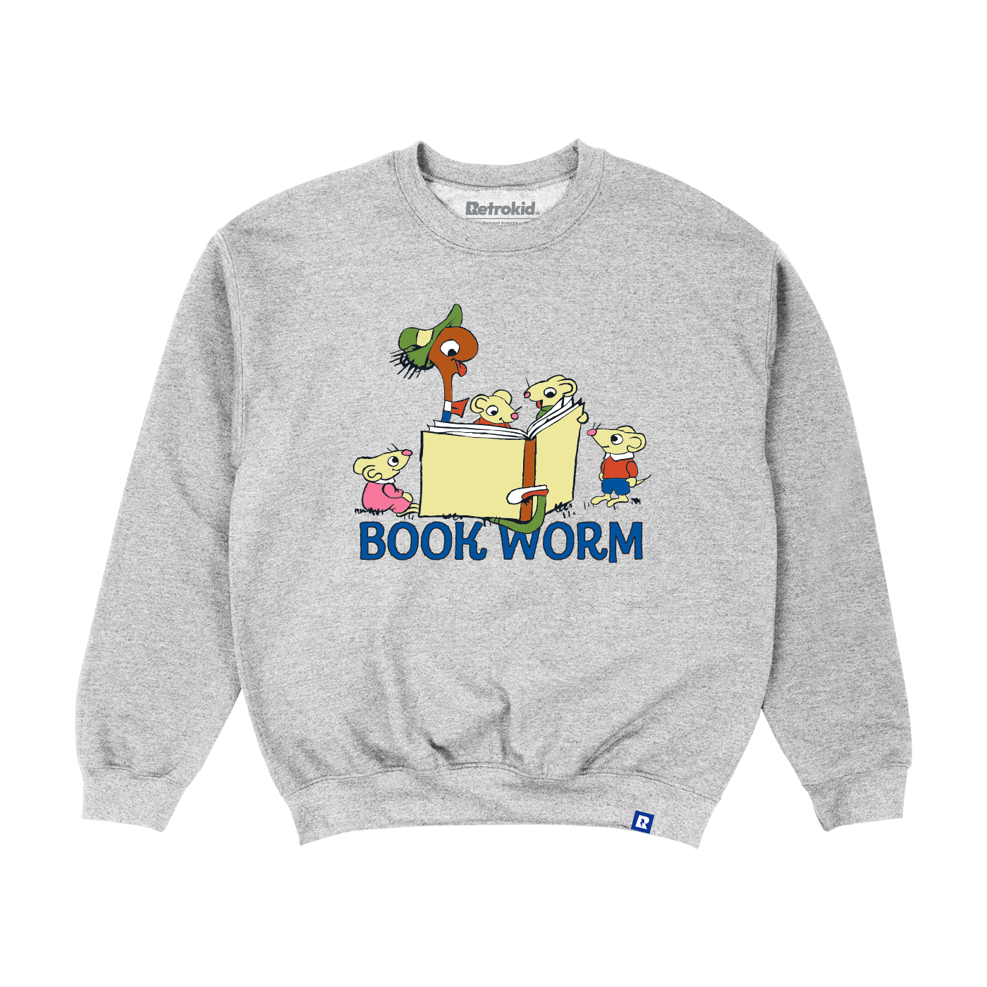 Richard Scarry Bookworm Crewneck - Grey – Retrokid.ca